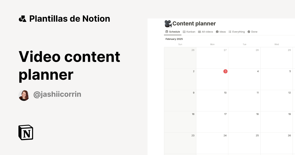 Plantilla Video content planner | Notion Marketplace