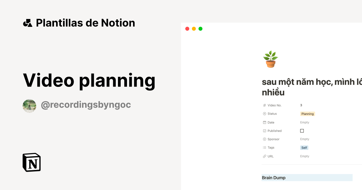 Plantilla Video planning | Notion Marketplace