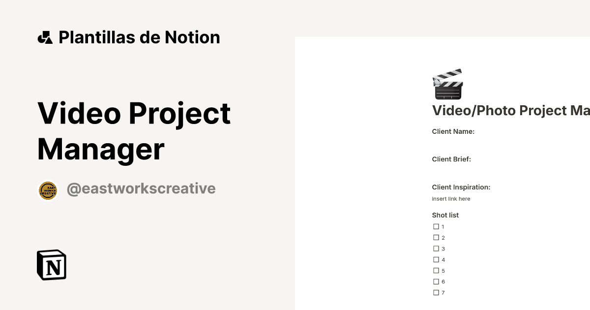 Plantilla Video Project Manager | Notion Marketplace