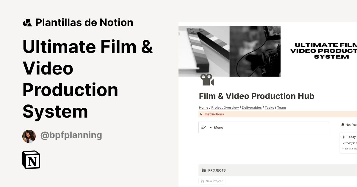 Plantilla Ultimate Film & Video Production System | Notion Marketplace