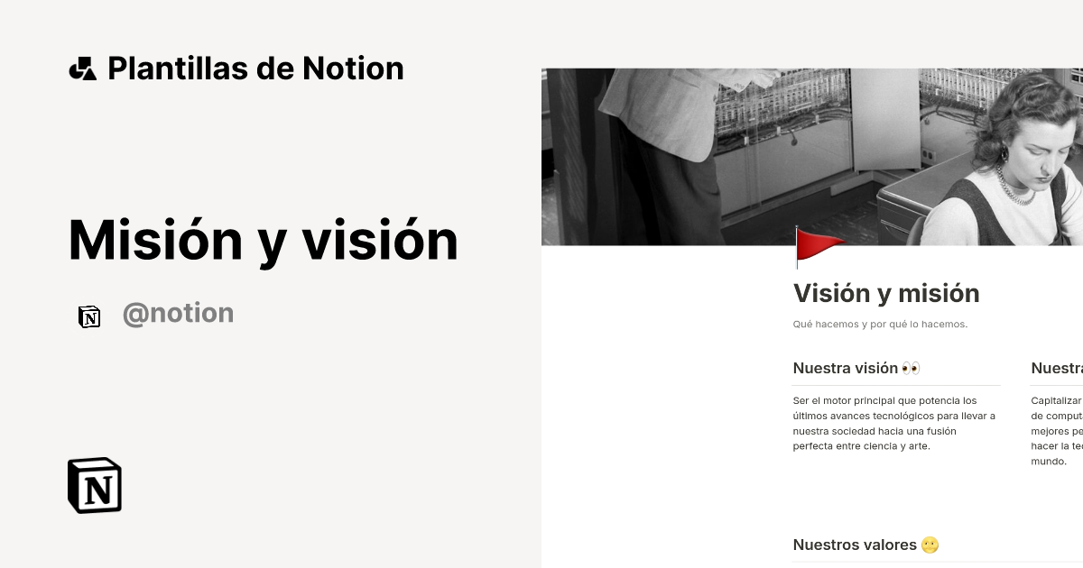 Plantilla Misión y visión de Notion | Notion Marketplace