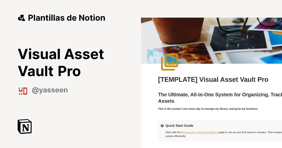 Plantilla Visual Asset Vault Pro | Notion Marketplace