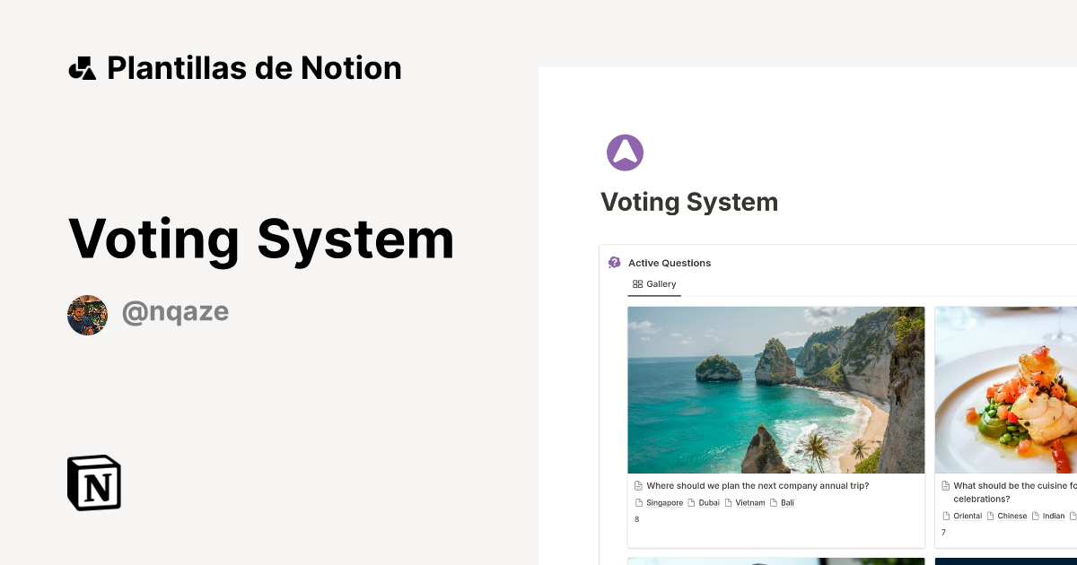 Plantilla Voting System | Notion Marketplace