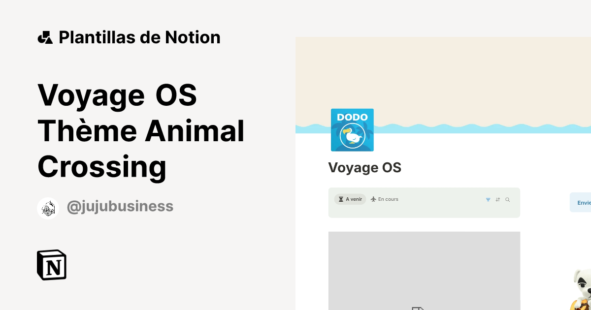 Plantilla Voyage OS Thème Animal Crossing de Ju | Notion Marketplace