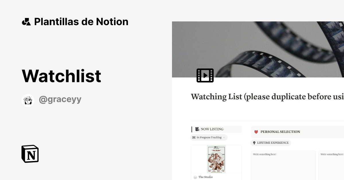 Plantilla Watchlist | Notion Marketplace