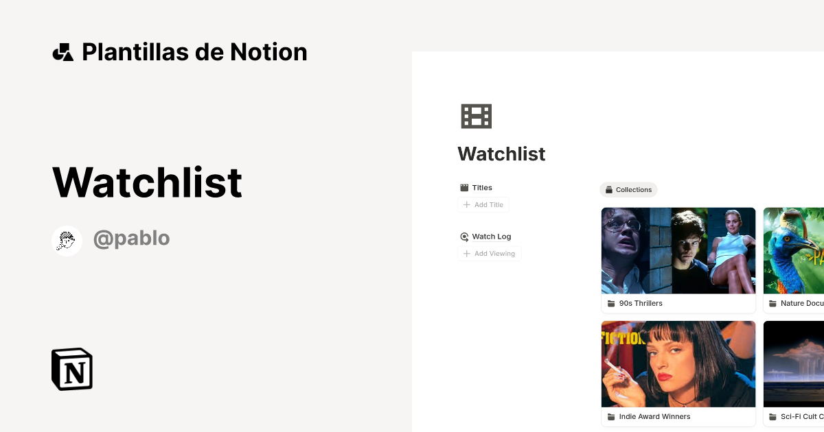 Plantilla Watchlist | Notion Marketplace