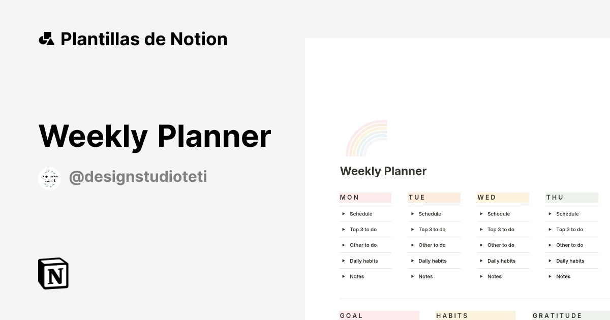 Plantilla Weekly Planner | Notion Marketplace