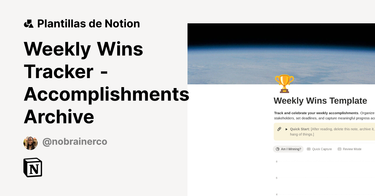 Plantilla Weekly Wins Tracker - Accomplishments Archive de No Brainer ...