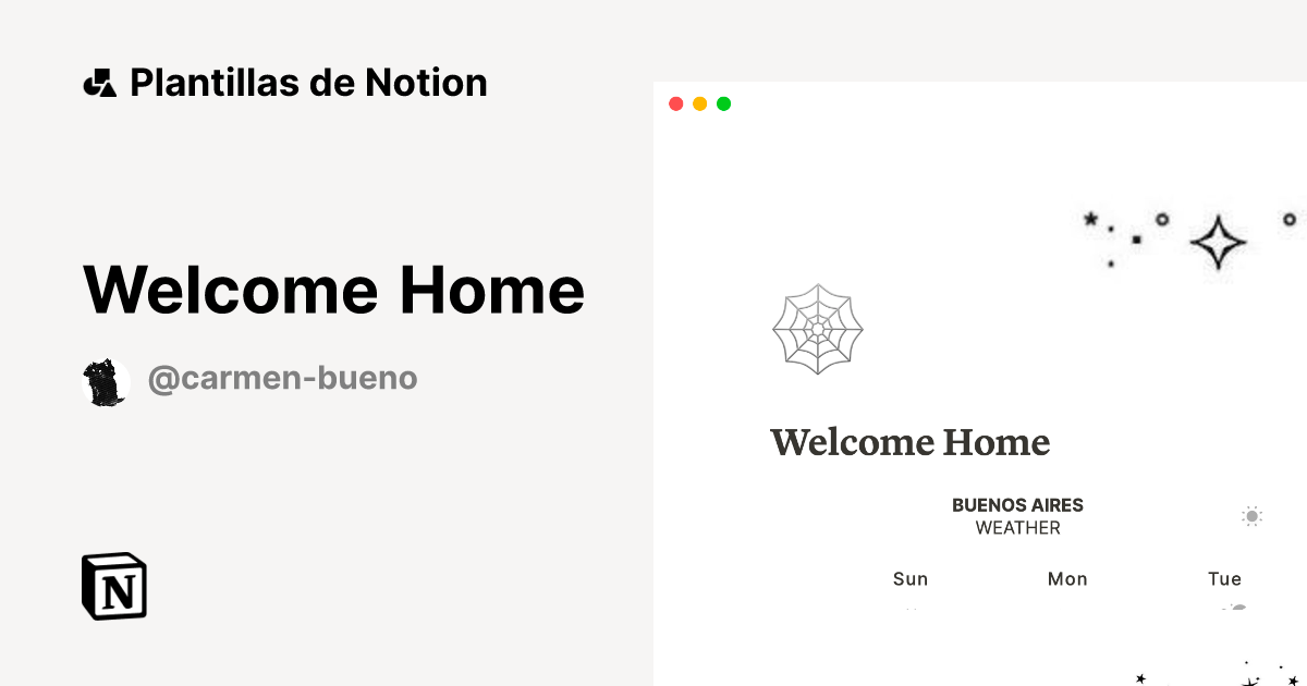 Plantilla Welcome Home de Carmen Bueno | Notion Marketplace