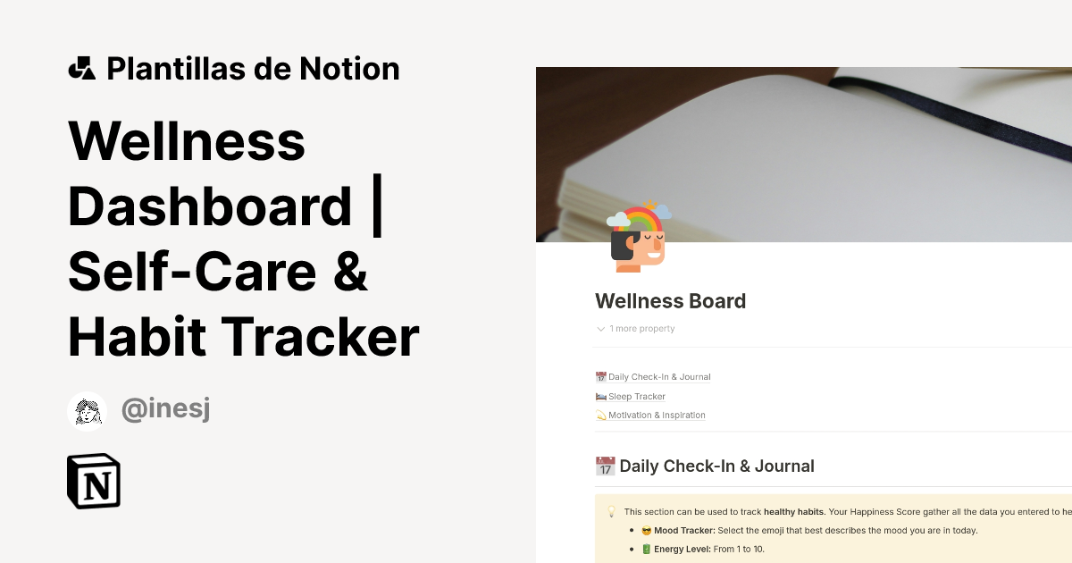 Plantilla Wellness Dashboard | Self-Care & Habit Tracker | Notion ...
