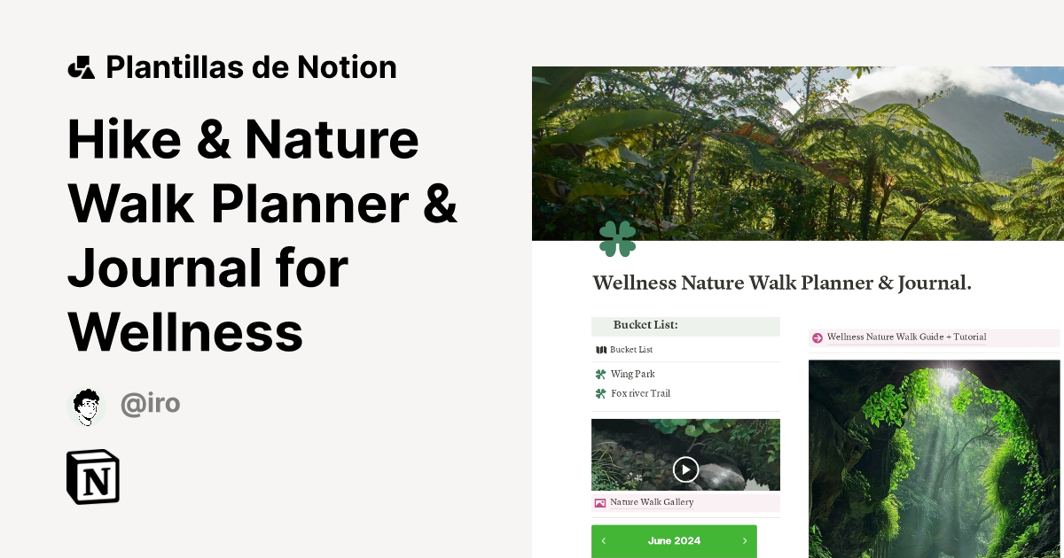 Plantilla Hike & Nature Walk Planner & Journal for Wellness | Notion ...