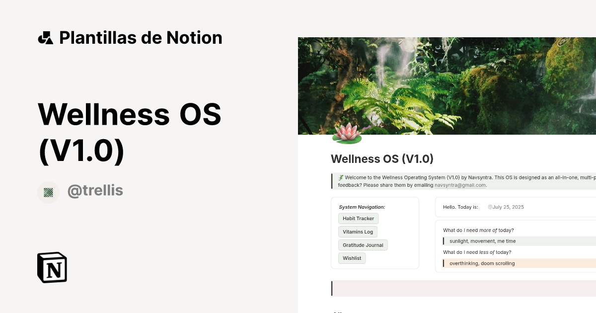 Plantilla Wellness OS (V1.0) de studio flow | Notion Marketplace