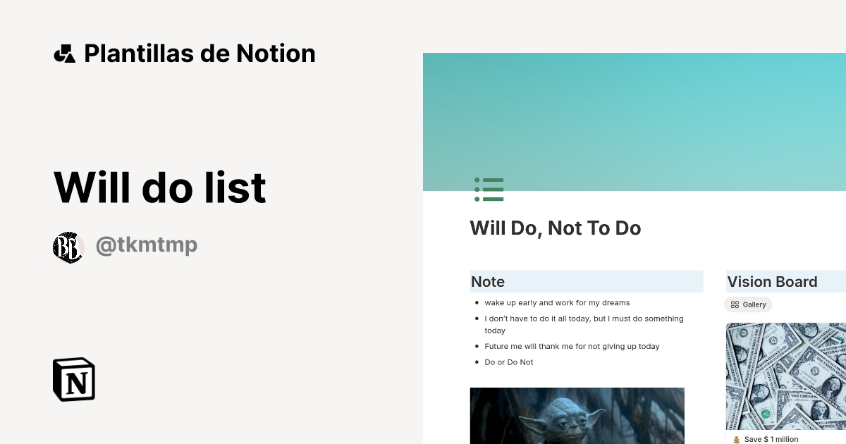 Plantilla Will do list | Notion Marketplace