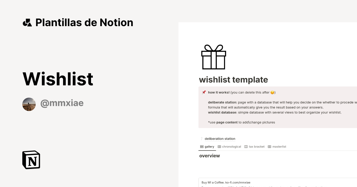 Plantilla Wishlist | Notion Marketplace