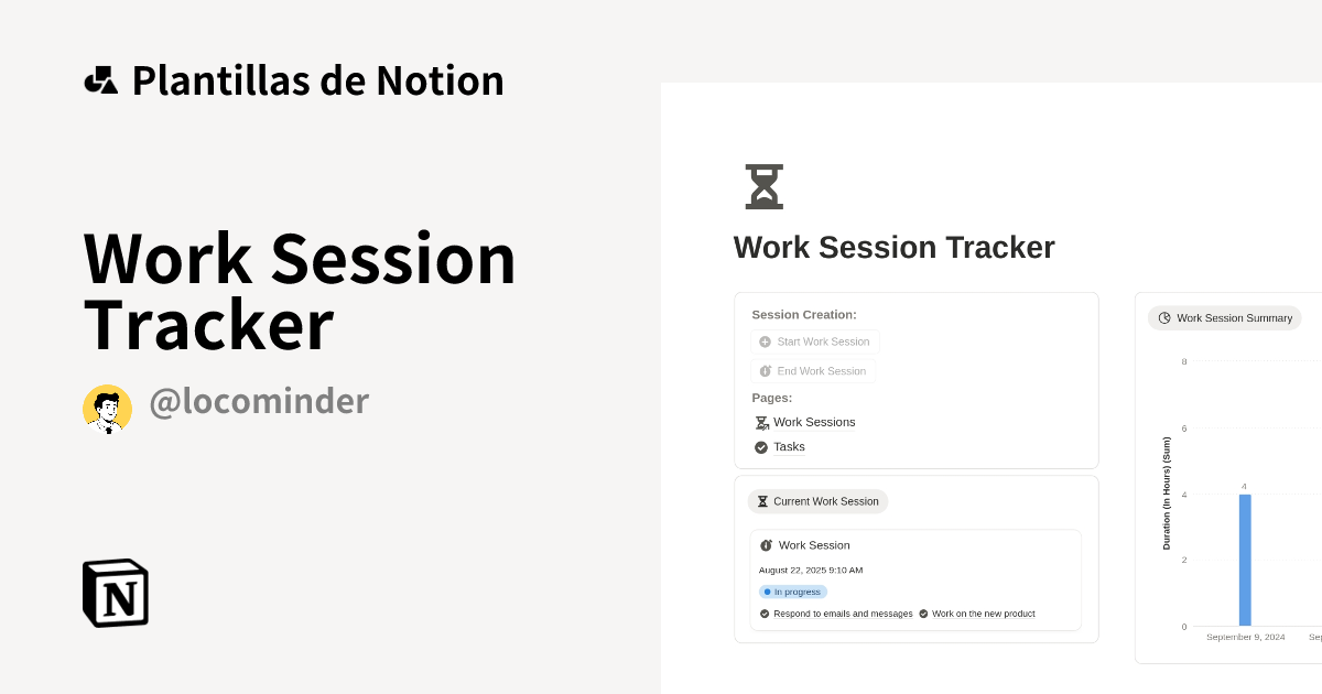 Plantilla Work Session Tracker | Notion Marketplace