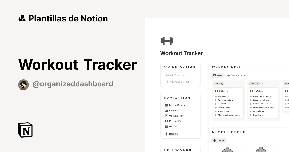 Plantilla Workout Tracker | Notion Marketplace