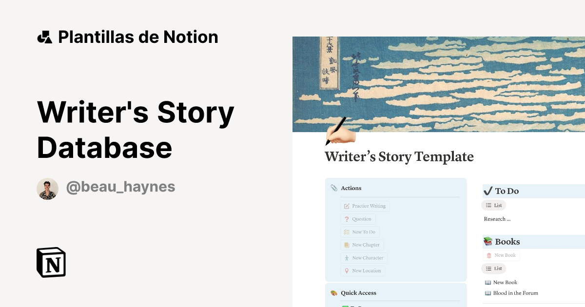 Plantilla Writer's Story Database | Notion Marketplace
