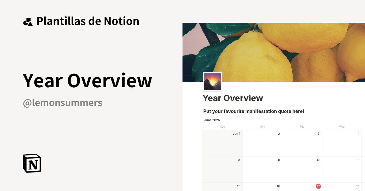 Plantilla Year Overview de Soft Summers Studio | Notion Marketplace