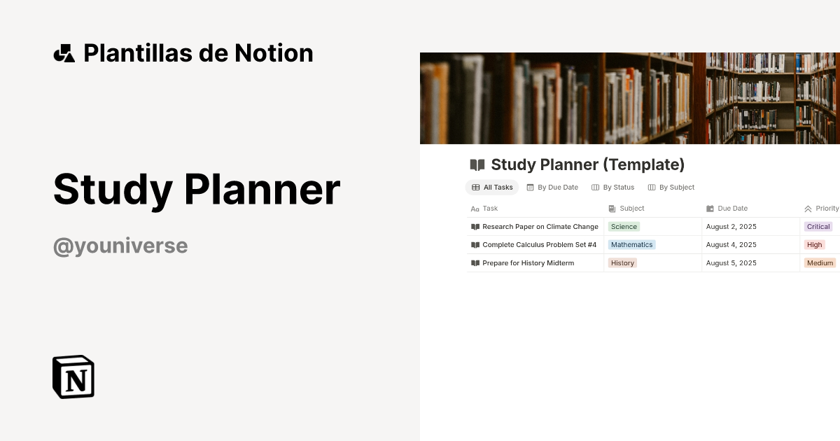 Plantilla Study Planner | Notion Marketplace