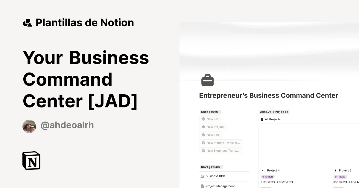 Plantilla Your Business Command Center [JAD] | Notion Marketplace