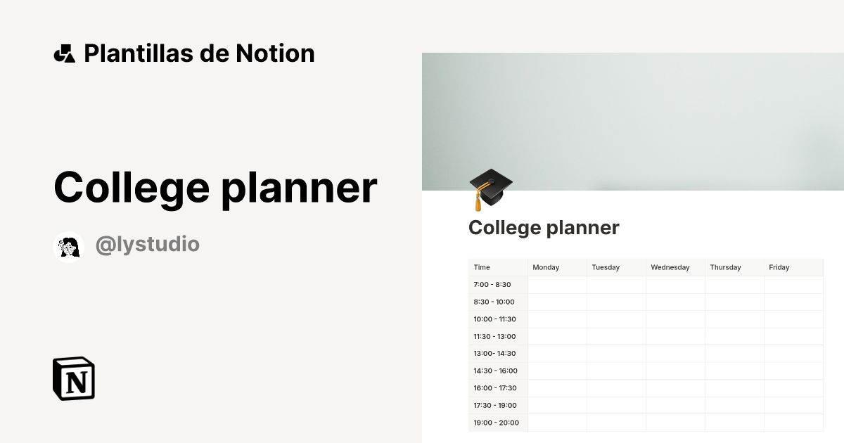 Plantilla College planner | Notion Marketplace