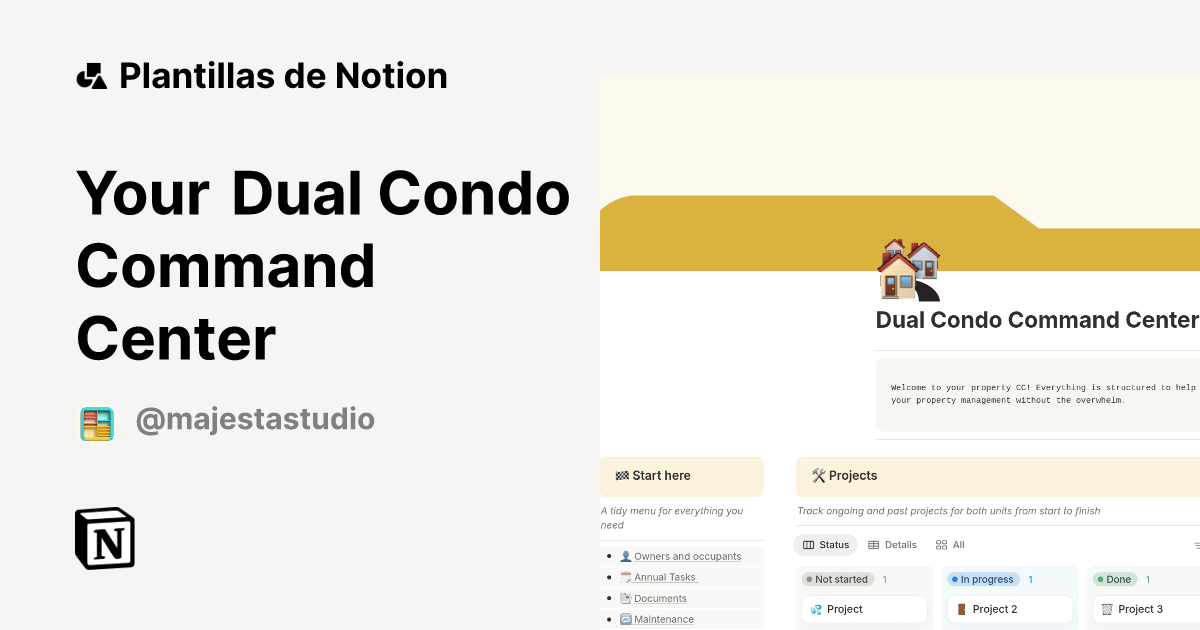 Plantilla Your Dual Condo Command Center de Majesta | Notion Marketplace