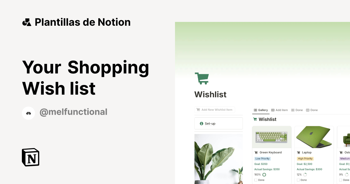 Plantilla Your Shopping Wish list | Notion Marketplace