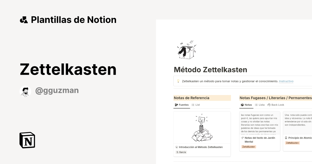 Plantilla Zettelkasten | Notion Marketplace