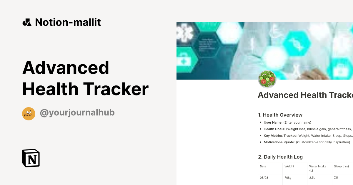 Advanced Health Tracker-malli | Notion Marketplace