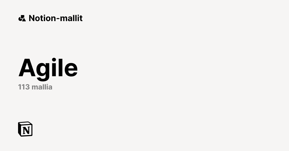 Luokan Agile parhaat mallit kohteesta Notion | Notion Marketplace