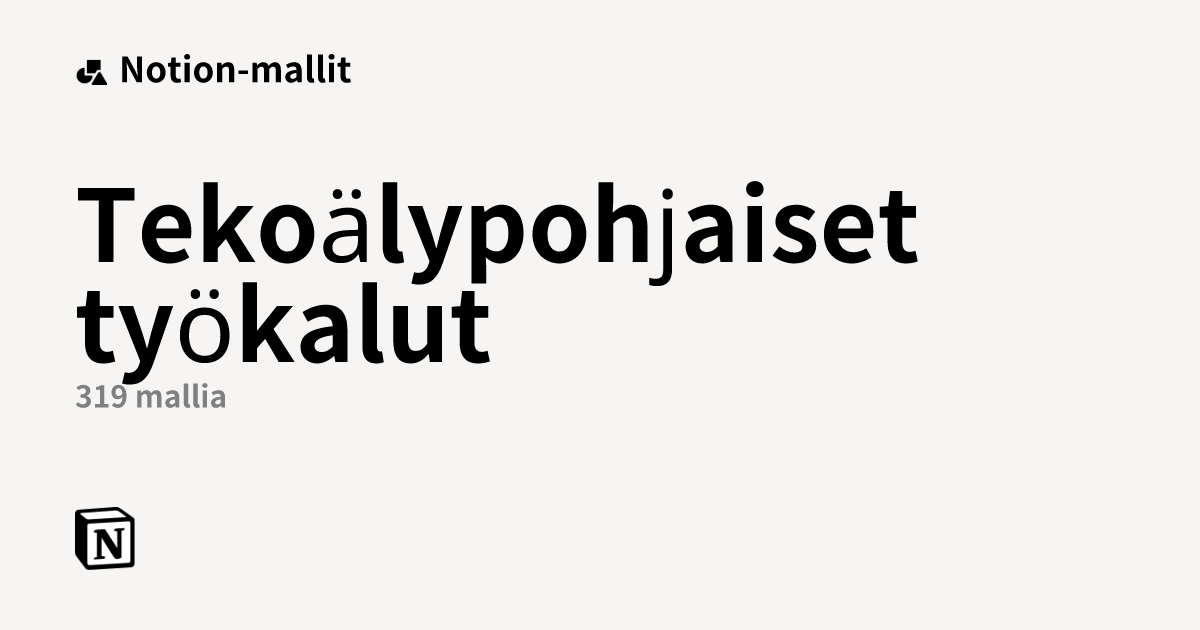 Luokan Tekoälypohjaiset työkalut ilmaiset mallit kohteesta Notion ...