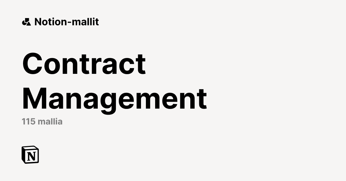 Luokan Contract Management suosituimmat mallit kohteesta Notion ...