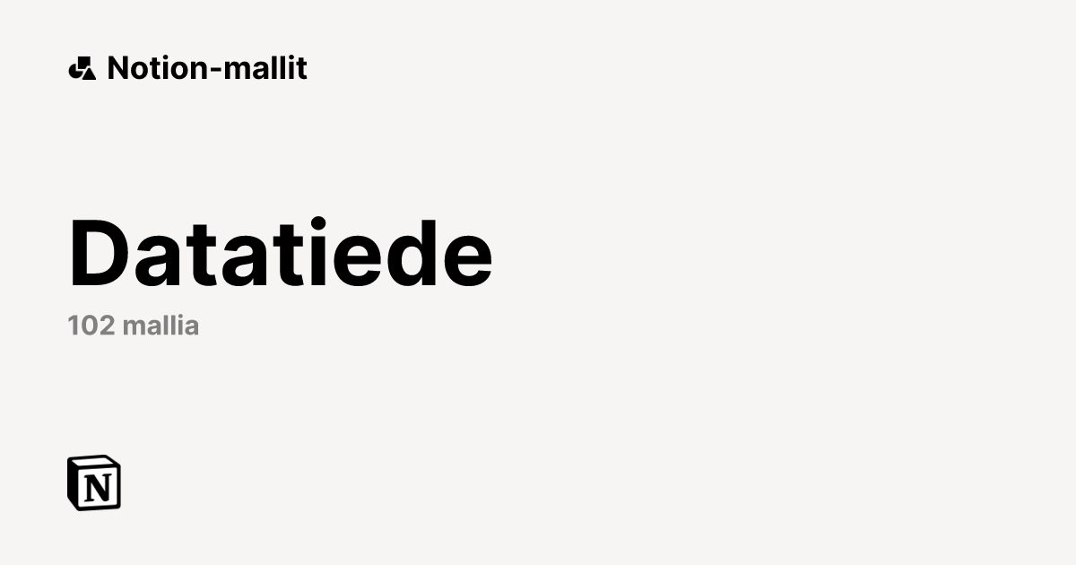 Luokan Datatiede ilmaiset mallit kohteesta Notion | Notion Marketplace
