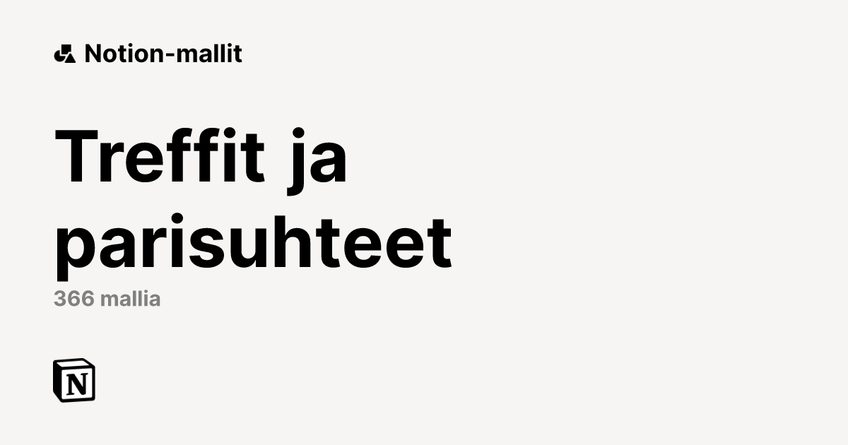 Luokan Treffit ja parisuhteet suosituimmat mallit kohteesta Notion ...