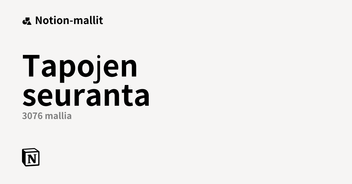 Luokan Tapojen seuranta suosituimmat mallit kohteesta Notion | Notion ...