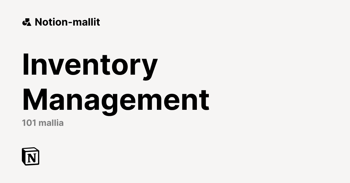 Luokan Inventory Management parhaat mallit kohteesta Notion | Notion ...