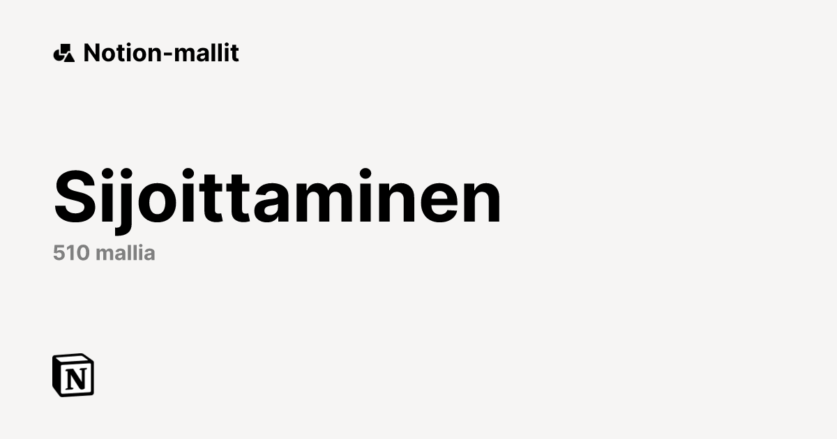 Luokan Sijoittaminen suosituimmat mallit kohteesta Notion | Notion ...