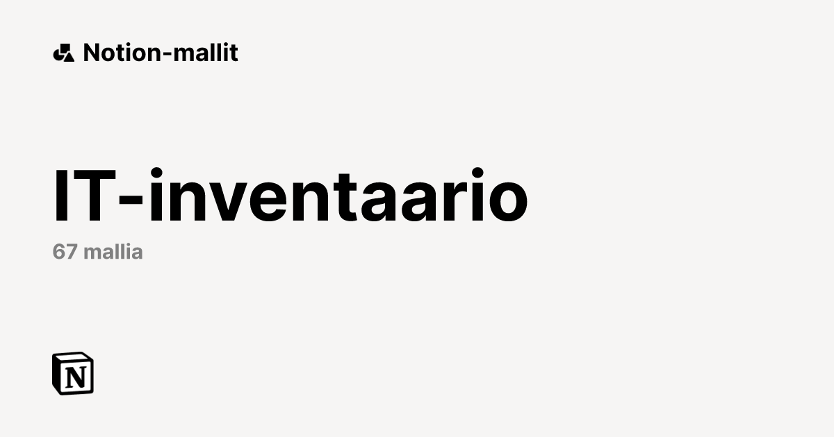 Luokan IT-inventaario ilmaiset mallit kohteesta Notion | Notion Marketplace