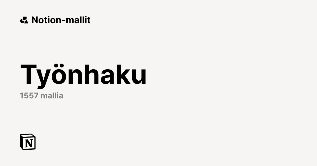 Luokan Työnhaku suosituimmat mallit kohteesta Notion | Notion Marketplace