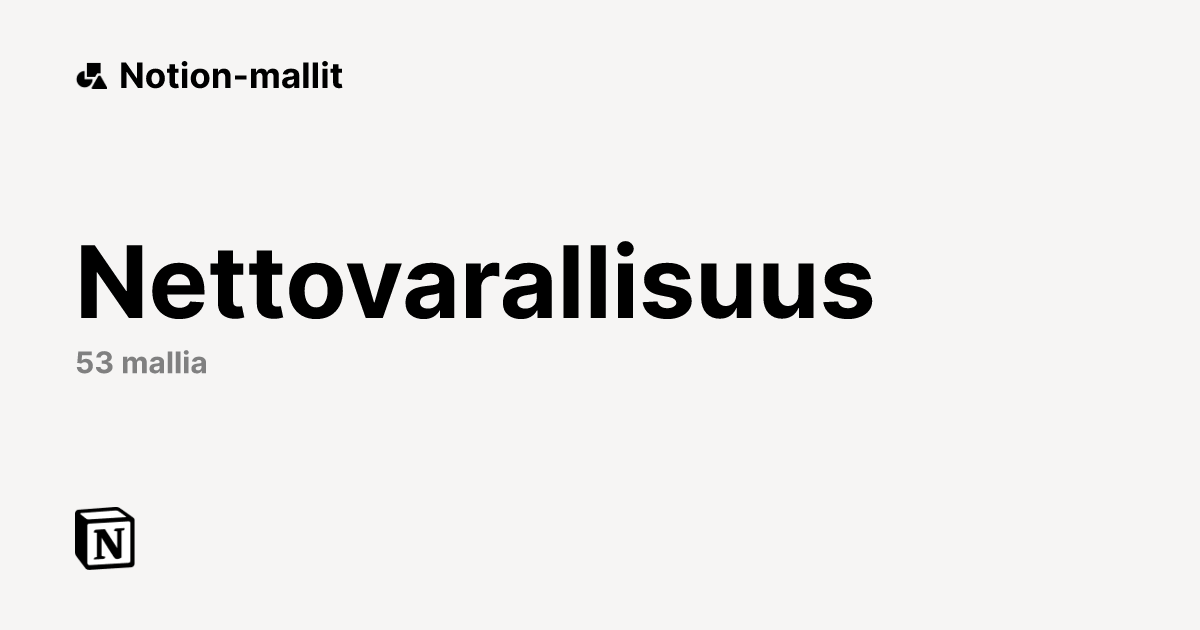 Luokan Nettovarallisuus ilmaiset mallit kohteesta Notion | Notion ...