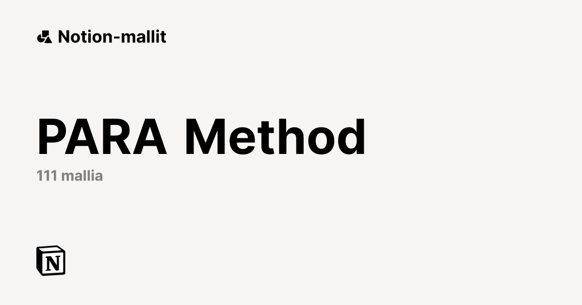 Luokan PARA Method ilmaiset mallit kohteesta Notion | Notion Marketplace