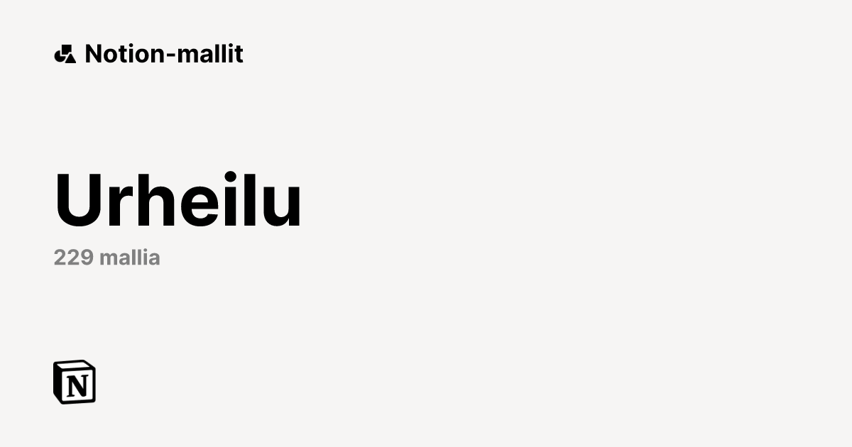 Luokan Urheilu suosituimmat mallit kohteesta Notion | Notion Marketplace