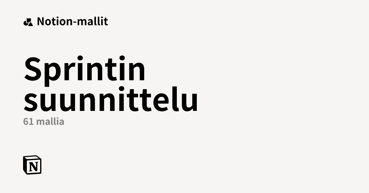 Luokan Sprintin suunnittelu suosituimmat mallit kohteesta Notion ...