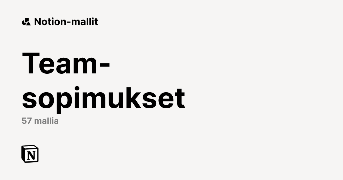 Luokan Team-sopimukset suosituimmat mallit kohteesta Notion | Notion ...