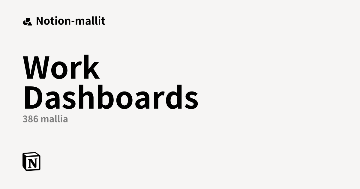 Luokan Work Dashboards ilmaiset mallit kohteesta Notion | Notion ...