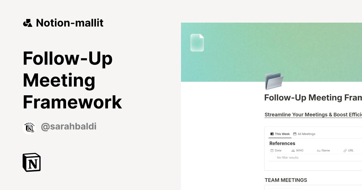 Follow-Up Meeting Framework-malli | Notion Marketplace