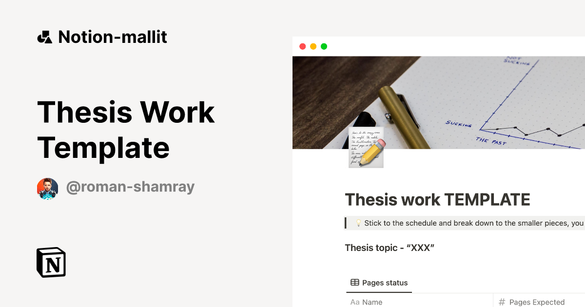Thesis Work Template-mallin laati Roman Shamray | Notion Marketplace