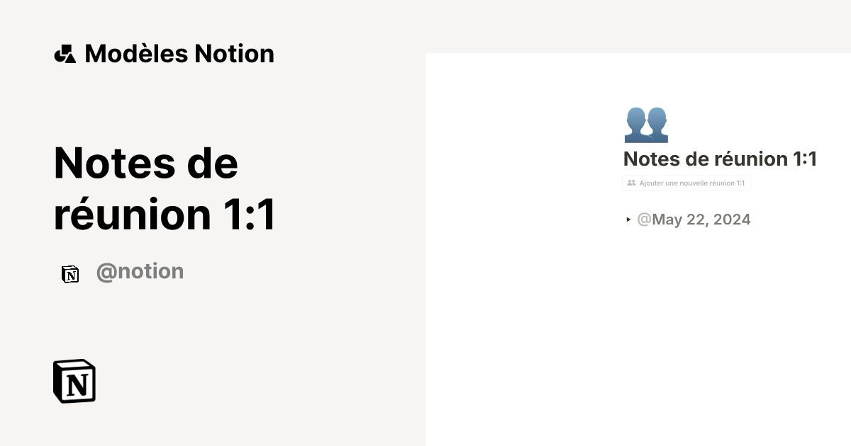 Notes de réunion 1:1 | Modèle créé par Notion | Marketplace Notion