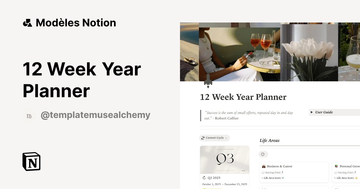 12 Week Year Planner | Modèle créé par The Template Muse | Marketplace ...