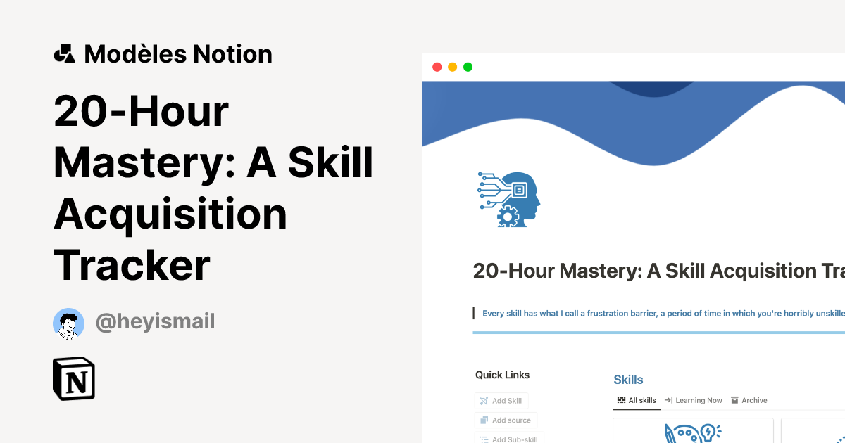 20-Hour Mastery: A Skill Acquisition Tracker | Modèle créé par ...